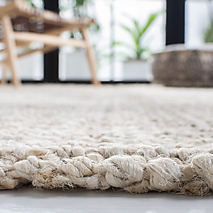 SAFAVIEH Natural Fiber Collection Area Rug - 8' x 10', Bleach & Ivory, Handmade Farmhouse Jute, Ideal for High Traffic Areas in Living Room, Bedroom (NF747B)