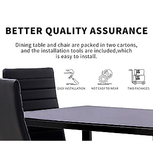 HCY Dining Table Set Dinning Chairs Set of 4 with Table Kitchen Dining Table Set for Small Spaces Home Furniture Dinette Set Rectangular Table, Black