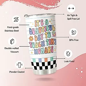 HOMISBES Teacher Appreciation Gifts - Best Teacher Gifts for Women - Thank You Gifts Back to School - Christmas Gifts for Teacher - Teacher Coffee Mug Stainless Steel Tumbler with Lid And Straws 20oz