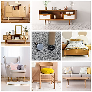 CSFMC Furniture Leveler PTFE(Teflon) Bottom(28mm Base 1/4-20,8 Pack),Threaded Shank Adjust Pads,Table/Chair/Cabinet/Sofa Medium Adjustable Legs Leveling,Nuts Installation and Floor Protection