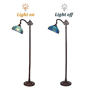 COTOSS Tiffany Reading Floor Lamp,Stained Glass Gooseneck Floor Light for Reading,Antique Style Tall Standing Lamp for Living Room Bedroom and Office
