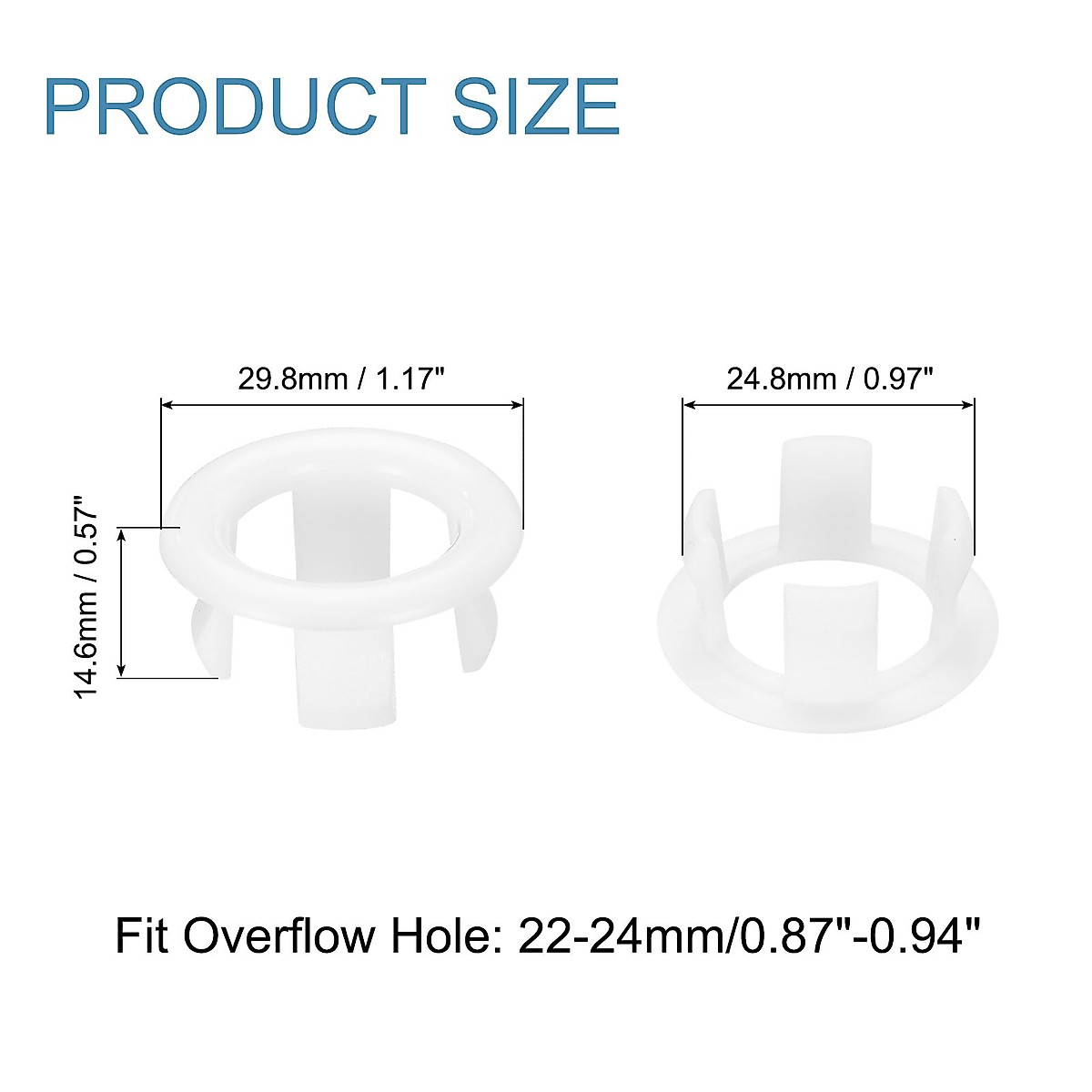 uxcell 30pcs Sink Overflow Rings, Bathroom Kitchen Basin Trim Bath Sink Hole Round Hollow Plastic Overflow Drain Cover Insert in Hole (White)