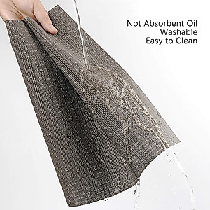 Myir JUN Place Mats, Table Mats Set of 8 Indoor Placemats Washable Non-Slip Heatproof Woven Placemats for Dining Table Fabric Place Mat PVC (Dark Gray, Set of 8)