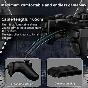 OSTENT Wired Analog Controller Gamepad Joystick Joypad for Sony Playstation PS2 PS1 PS One PSX Console Dual Shock Vibration Video Games