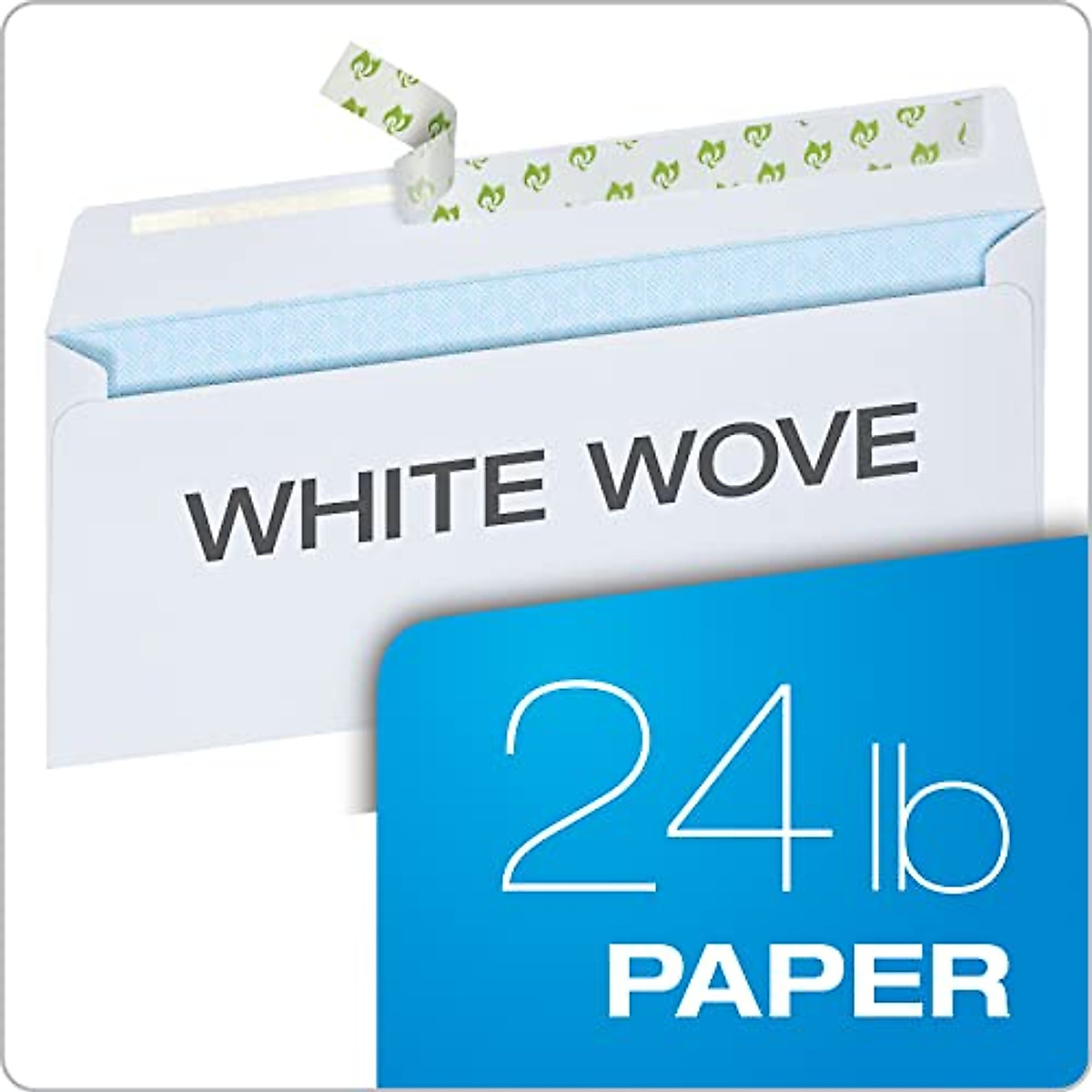 Quality Park #10 Security Envelopes, No Window, Redi-Strip Self Seal Envelopes, 4-1/8 x 9-1/2 Inches, White, 24 LB Paper, Box of 100 (QUA69117)