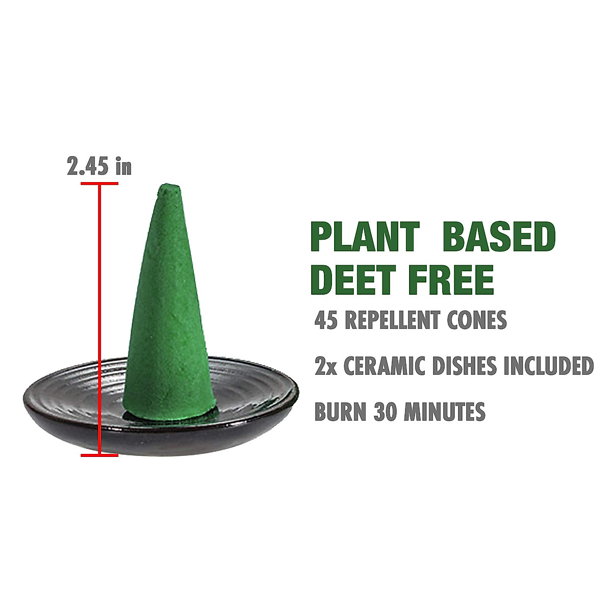 Mosquito Guard 45pcs Mosquito Repellent Incense Cone with 2 Ceramic Dishes - Mosquito Repellent for Patio – No Deet Plant Based Mosquito Repellent Outdoor