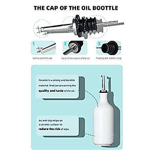 HAOTOP Ceramic Olive Oil Dispenser Bottle,Perfect for Storage of Oil or Vinegar,14 oz (White)