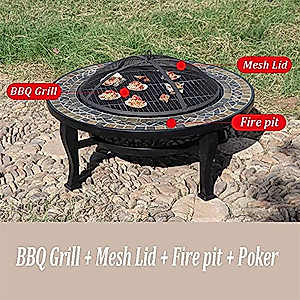 LEAYAN Garden Fire Pit Grill Bowl Grill Barbecue Rack Fire Pits Outdoor Large Outdoor Fire Pit, Garden Party BBQ Cooking Fire Pit Grill, New Home Gift