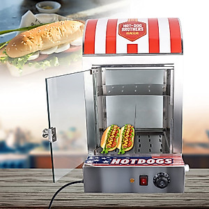 kitneed 1500W Hot Dog Steamer Machine, 2-Tier Commercial Hot Dog Hut Steamer, Stainless Steel Electric Hot Dog Steamer Machine with Temperature Adjustable for Bakery, Convenience and Household