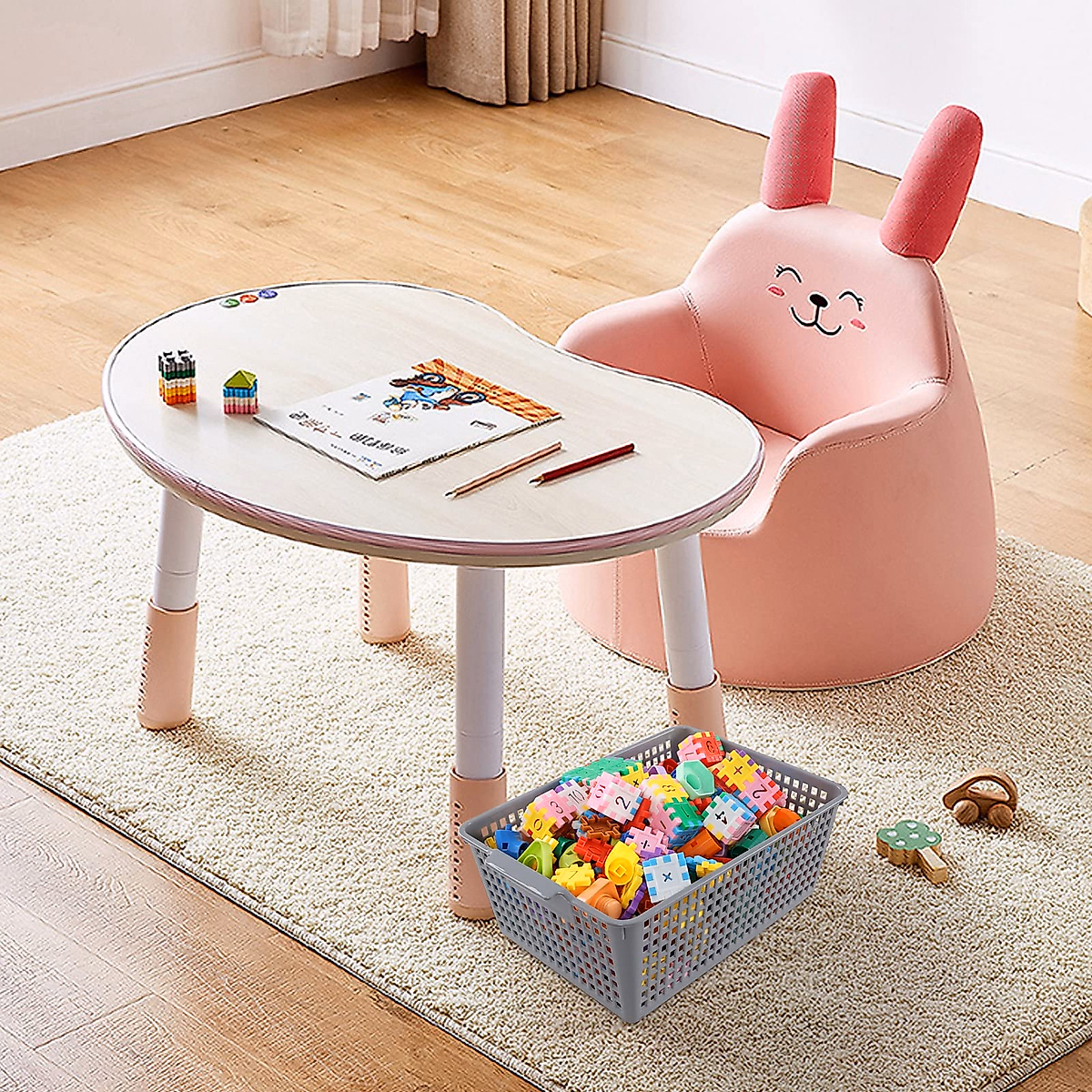 Joyeen 3 Packs Large Organizer Baskets Bins, Plastic Storage Basket (Grey)