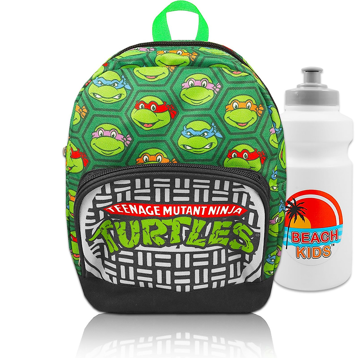 Teenage Mutant Ninja Turtles Mini Backpack - 10” Canvas Backpack with Front Pocket and Bottle | TMNT School Supplies Bundle