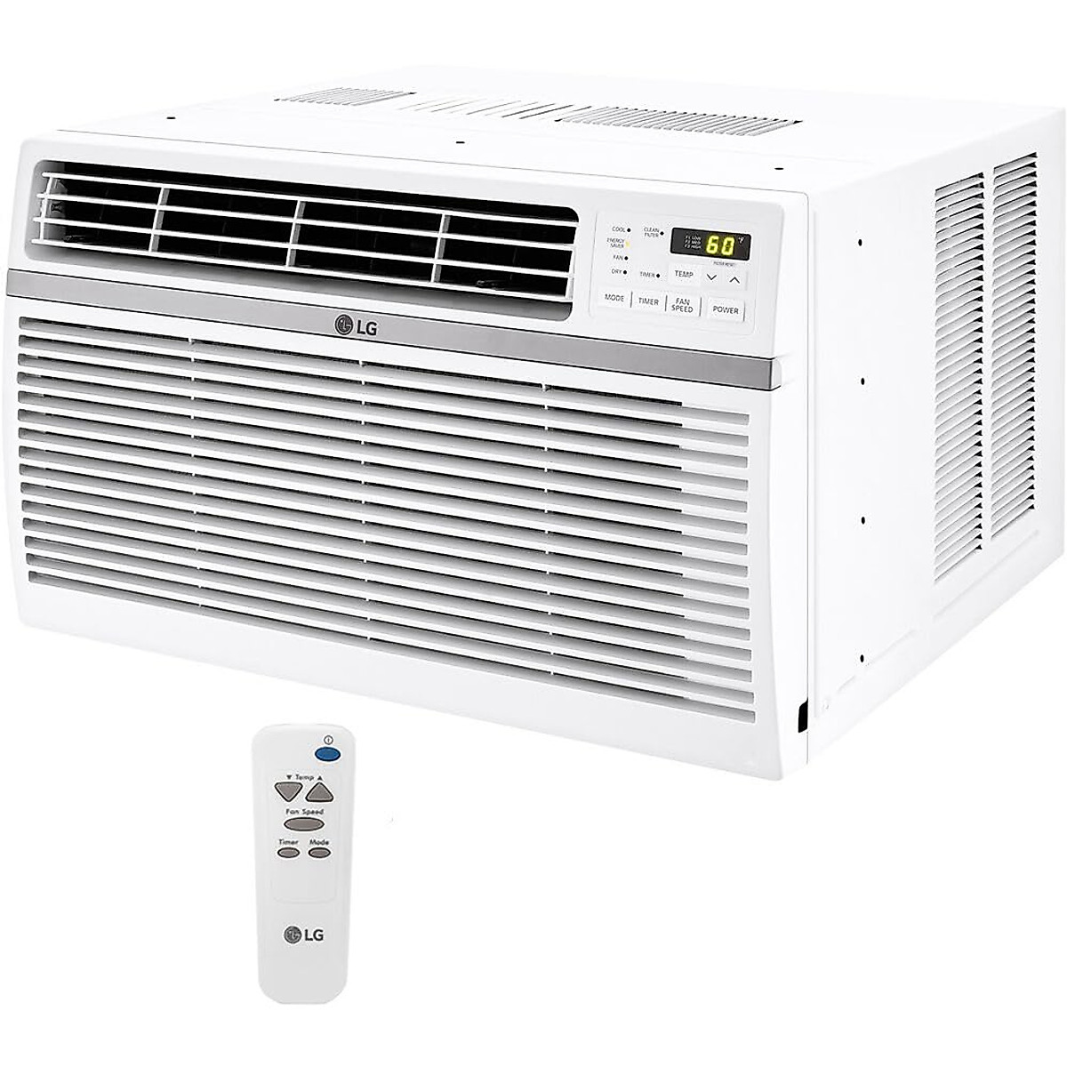 LG 8,000 BTU Window Air Conditioner, 115V, Cools 340 Sq.Ft. for Bedroom, Living Room, Apartment, Quiet Operation, Electronic Control with Remote, 3 Cooling & Fan Speeds, Auto Restart, White