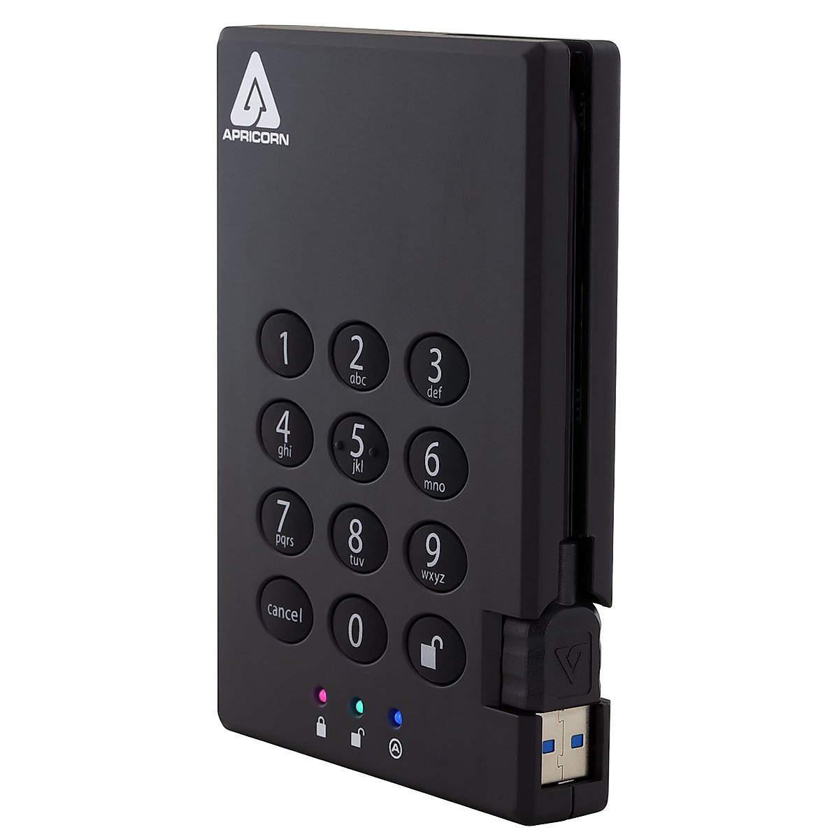 Apricorn 1TB Aegis Padlock USB 3.0 256-bit AES XTS Hardware Encrypted Portable External Hard Drive (A25-3PL256-1000)