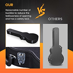 AW Electric Guitar Hard Case for LP Les Paul Style Electric Guitar Wooden Hard Shell Lockable Black