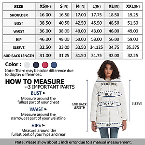 IKAZZ Women's Diamond Quilted Winter Coat Warm Puffer,Vegan Down Warm Snow Contrast Color Drawstring Thicken Water Resistant Windproof Mid Length Packable Shoreline Jacket Regular & Plus Sizes,Navy S