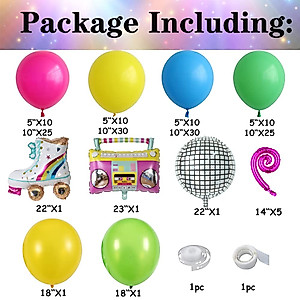 80s 90s Theme Party Balloons Garland Arch Kit Bundle Radio Boom Box,160PCS Roller Skate 4D Disco Foil Balloons 80s 90s Retro Theme Hip Hop Disco Fever Birthday Party Decoration