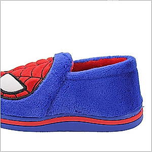 Toddler Little Kids Warm Plush Slippers with Spider Boys House Indoor Shoes Blue, 1.5 Big Kid
