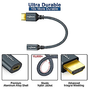 Twozoh Full Size HDMI to Micro HDMI Female Adapter Cable, Micro HDMI Socket to HDMI Adapter Cable Support 3D/4K 1080p.(20CM/0.6FT)