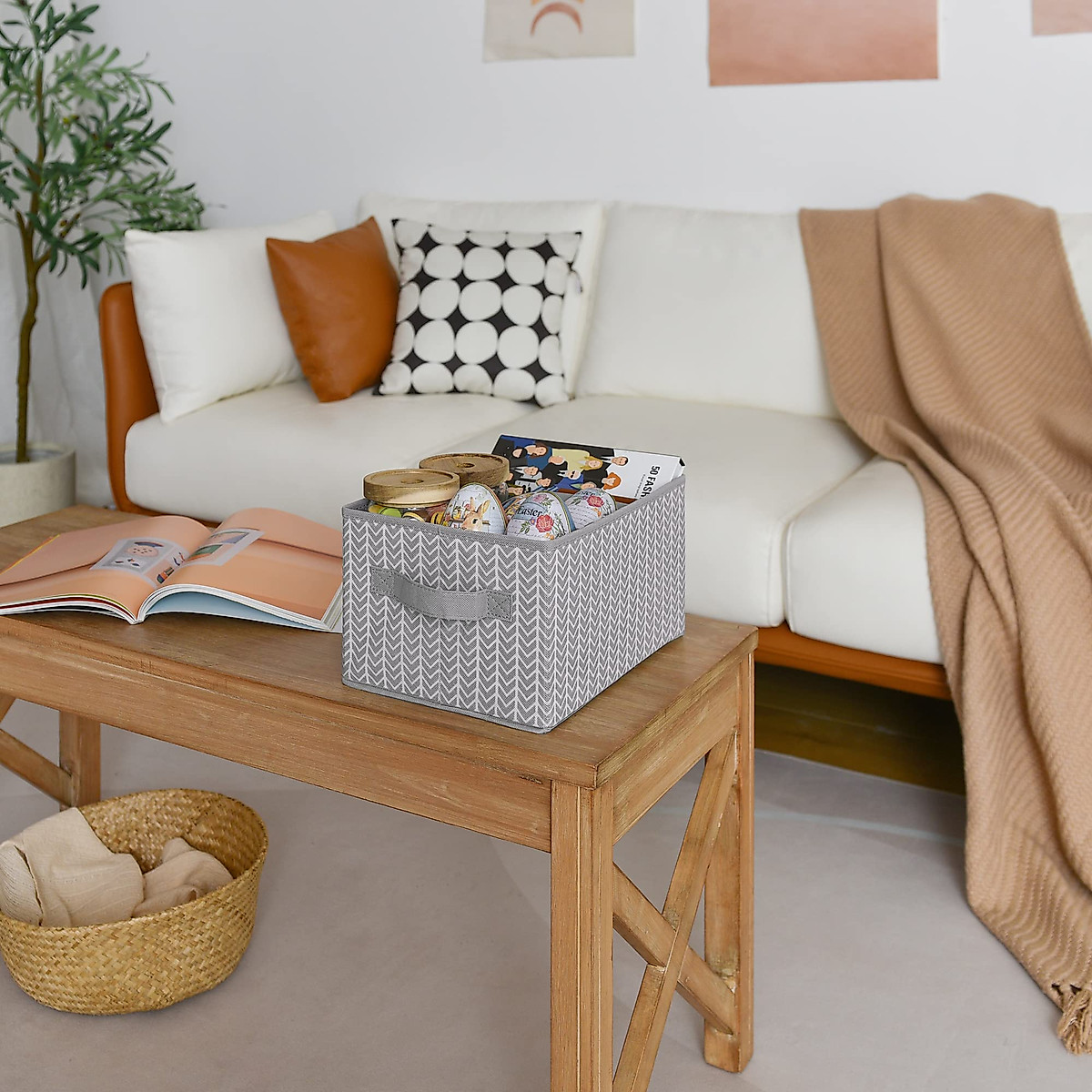 GRANNY SAYS Bundle of 3-Pack Cloth Storage Boxes & 2-Pack Wicker Shelf Baskets