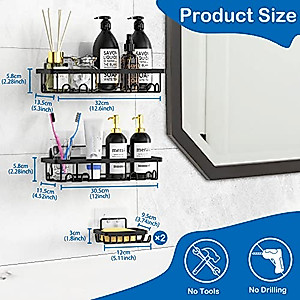 MOKANI Shower Caddy Basket Shelf with Soap Dishes-4 Packs,No Drilling Adhesive Shower Caddy Shelf Organizer with Hooks,Rustproof Bathroom Shelf for Bathroom Kitchen