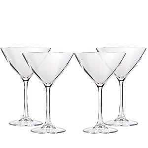 Lily's Home Unbreakable Acrylic Martini Glasses, Made of Shatterproof Plastic and Ideal for Indoor and Outdoor Use, Reusable, Crystal Clear (8.5 oz. Each, Set of 4)