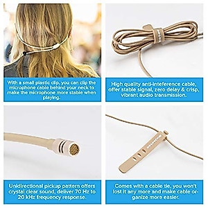 Sujeetec Headset Microphone Discreet Dual Ear Hook Headworn mic fits Shure Wireless Body Pack Transmitters for Lectures, Live Performance, Theater, Podcasts with Windscreens & Rugged Storage Case