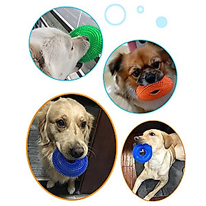 NIAOSANM Dog Squeaky Chew Toys for Aggressive Chewers Dental Teething Cleaning (Non-Toxic Soft Natural Rubber), Cute Crystal Ring Design -4.92 inches (Purple)