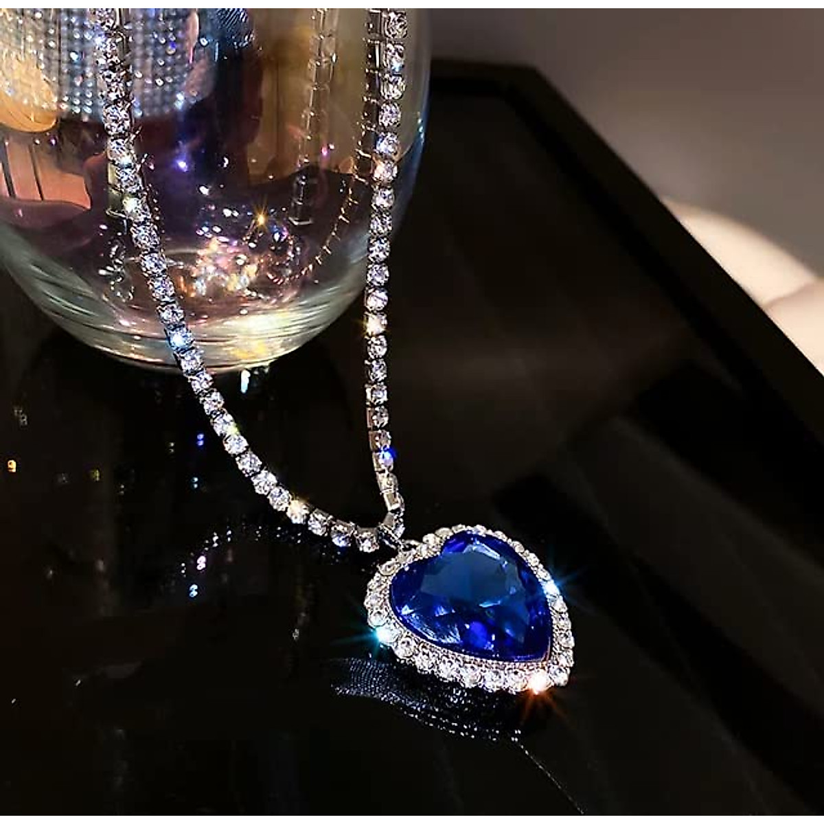 My Titanic Necklace | Stunning Heart of The Ocean Necklace from Titanic Movie | Premium Alloy Silver and 1.3 x 1.38 Inches Swarovski Crystal | Definitely The Best Present for Your Loved One | 338