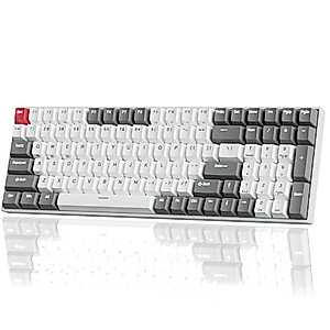 RK ROYAL KLUDGE RK100 Wireless Mechanical Keyboard RGB Backlit Bluetooth5.1/2.4G/Wired 96% Full Size 100-Key Hot-swap Gaming Keyboard with 3 USB Ports Brown Switch for Mac Windows Classic
