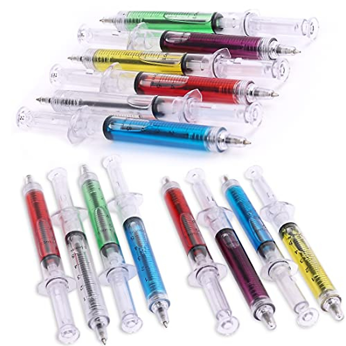 SunAngel Multi-Color Syringe Pen Writes In Black Ink, For Boys And Girls, Imaginary Doctor Play, School Supplies (red,yellow,blue,green,white,purple, 60PCS)