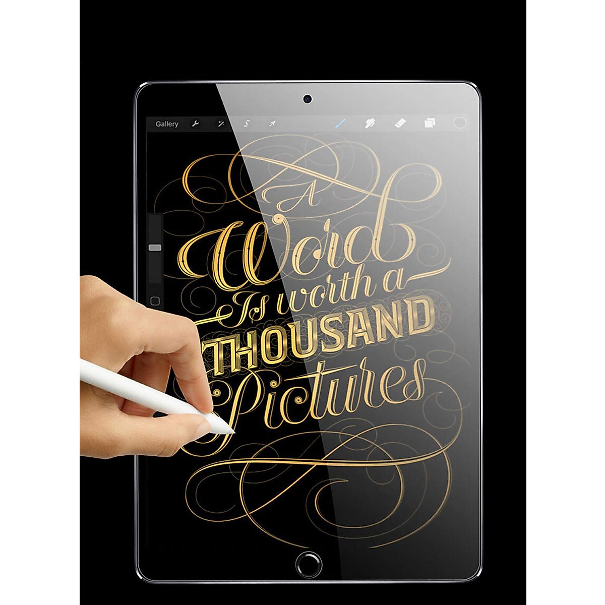 Pokanic - Compatible with iPad 8 (2020) 7 (2019) Generation 10.2 Inch Screen Protectors, Pencil HD Tempered Glass 9H Films, Anti-Scratch Anti-Fingerprint Easy Install 8th 7th (2 Pack)