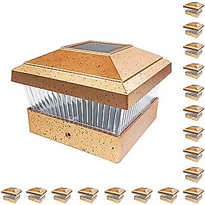 iGlow 18 Pack Copper Outdoor Garden 5 x 5 Solar LED Post Deck Cap Square Fence Light Landscape Lamp PVC Vinyl Bronze