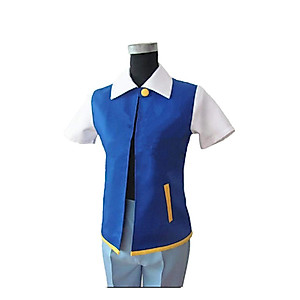 WOTOGOLD Anime Trainer Costume Hoodie Cosplay Jacket Gloves Hat Sets Blue XX-Large