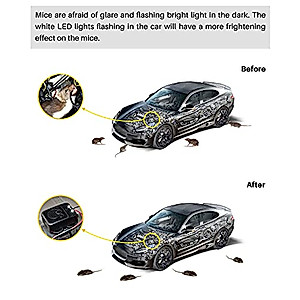 Under Hood Rodent Repeller, Professional Mouse Repellent, Ultrasonic 12V Car Pest Repeller Squirrels, Pack Rat Deterrent for Cars Trucks RV Engine Bay Warehouse Attic with Evictor Strobe Light 2 Pack