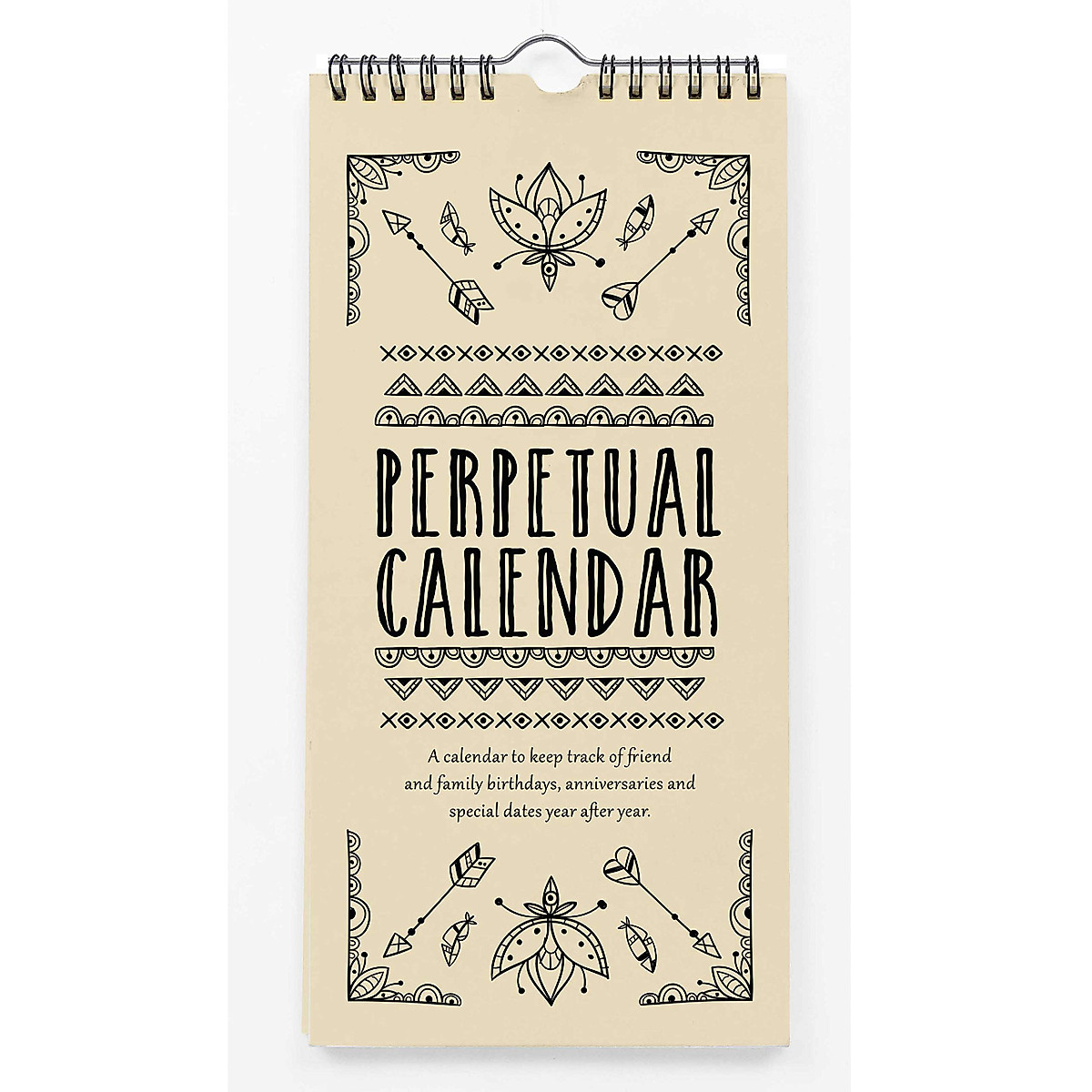 Inkdotpot Tribal Arrow Rustic Perpetual Calendar Birthday Wall Hanging Anniversary Special Event Reminder Calendar Book Journal Stationary Wall Hanging Birthday Gift Card Planner Organizer