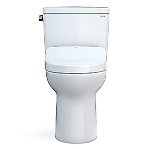 TOTO Drake WASHLET+ Two-Piece Elongated 1.6 GPF TORNADO FLUSH Toilet with Auto Flush, Cotton White - MW7763056CSGA#01