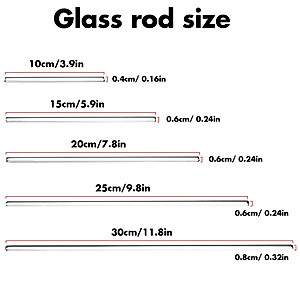 Young4us Glass Stirring Rod - 12" 10" 8" 6" 4" Long, 5 MM Diameter - 5 Pack