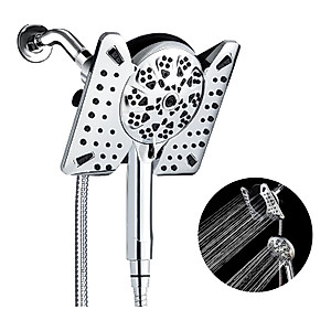 INAVAMZ 2-IN-1 Shower Heads with Handheld Spray Combo: 7.5 Inch Rainfall Shower Head & 10 Settings Hand Held Shower Head, Detachable Shower Head with Hose Lifetime Shower Head Warranty