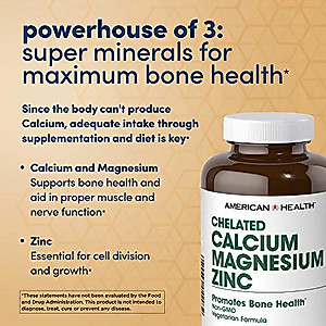 American Health Calcium/Magnesium/Zinc Tablets, 250 Count