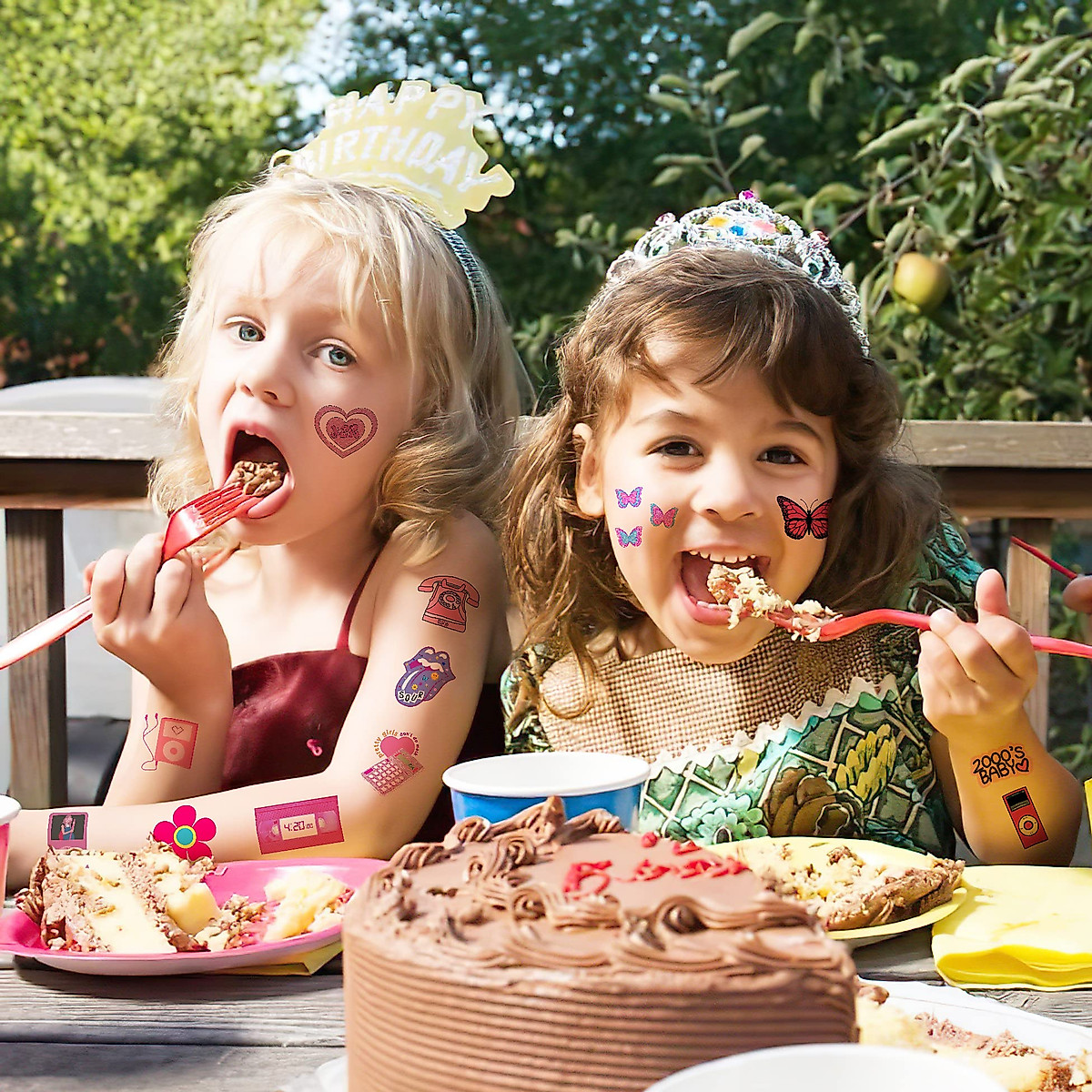 Y2K 2000 Temporary Tattoos for Teen Girls | 96PCS Birthday Party Decorations Supplies Party Favors 00s Pink Cute Gifts Classroom School Prizes Themed Christmas Tattoos Sticker