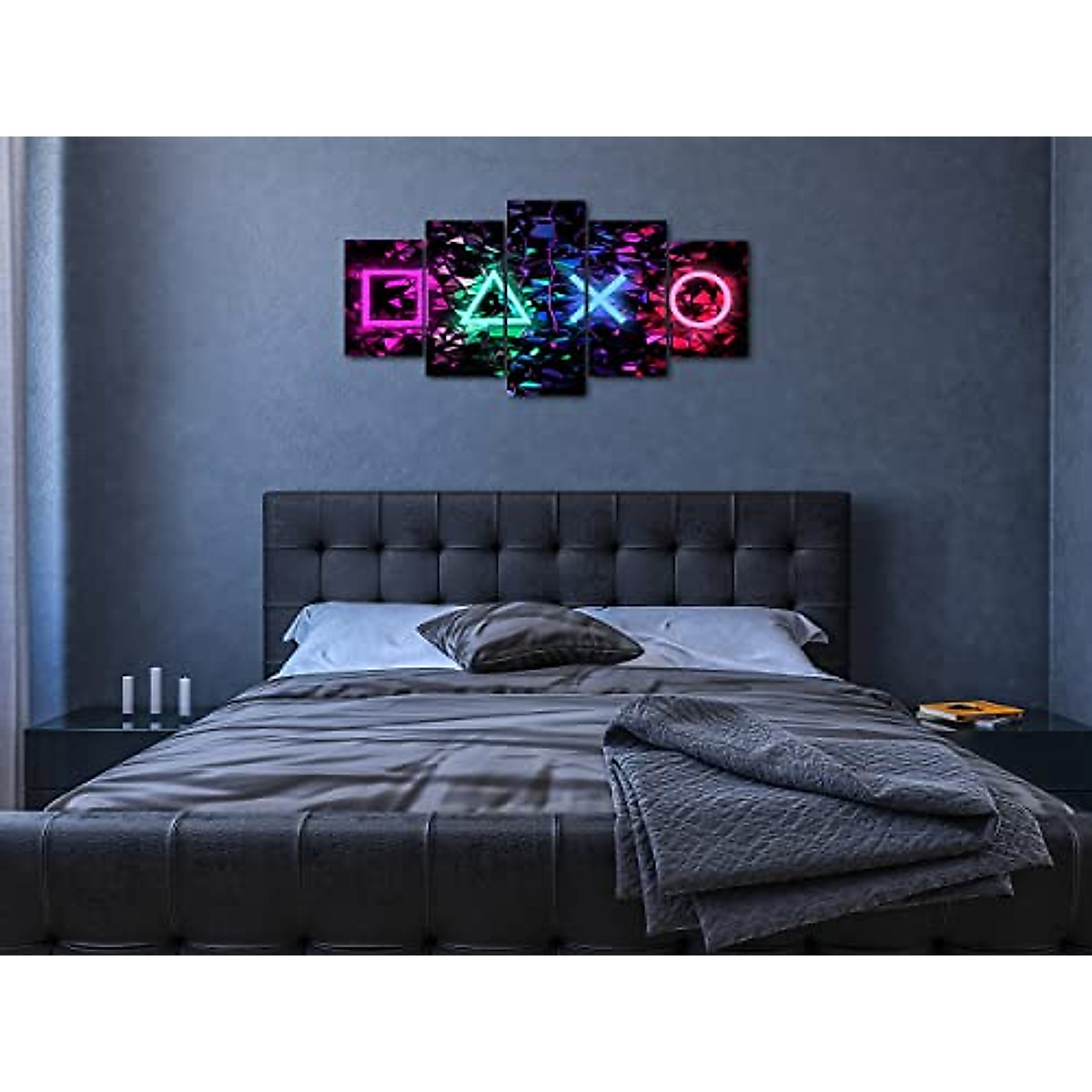 Biufo Gamer Symbol Canvas Wall Art Paintings Gaming Wall Decor Print Picture Artwork for Kids Boys Game Room Playroom Bedroom Decor (Small)