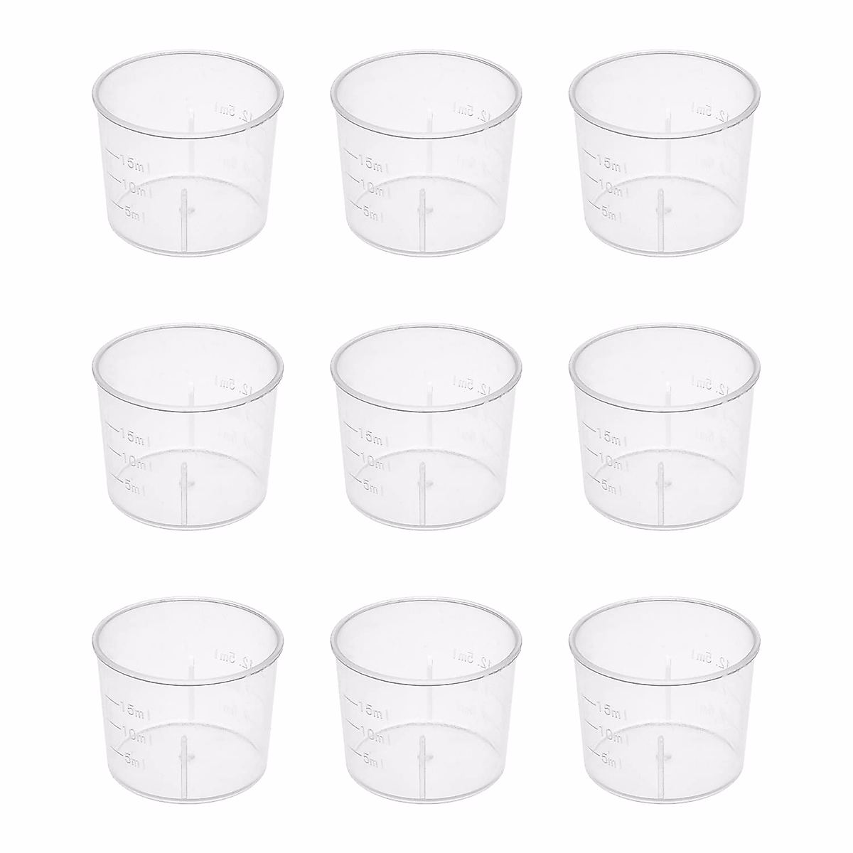 Othmro Measuring Cup 15ml PP Plastic Graduated Beaker Transparent for Lab Kitchen Liquids 50pcs
