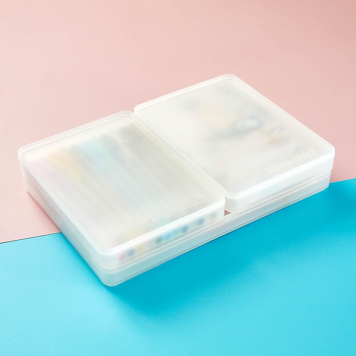Spellbinders [ Stackable Medium & Large Set (3 Trays, 3 Lids) Craft STAX Storage, Clear