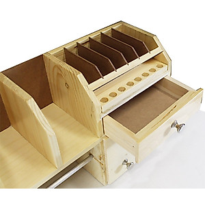 ToolUSA Wood Jeweler's Workbench Organizer | 18" x 8.5" x 4.5" with Specialized Compartments | Professional Quality for Watchmakers & Craftsmen