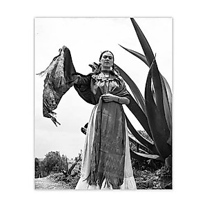 Vintage Frida Kahlo and an Agave Plant Wall Art Print: 8x10 Unframed Wall Poster for Home, Office, Dorm, Bedroom, Studio & Man Cave Room Decor - Chic Home Decor & Creative Housewarming Gift Idea
