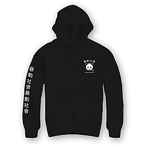 Riot Society Panda Rose Mens Graphic Pullover Hoodie Sweatshirt, Perfect Sweater for the Champion to Wear Into the AM - Black, X-Large
