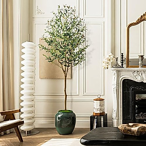 Guheake Artificial Olive Tree 6FT,Tall Faux Olive Tree with with Natural Wood Trunk and Lifelike Fruits, Fake Olive Tree for Home Office Living Room Decor Indoor