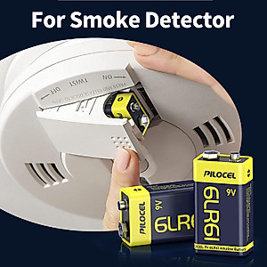 PILOCEL 9V Batteries 4 Pack, 9 Volt Alkaline Battery, Long-Lasting 9V Battery for Smoke Detector, 10-Year Shelf Life, 4 Count