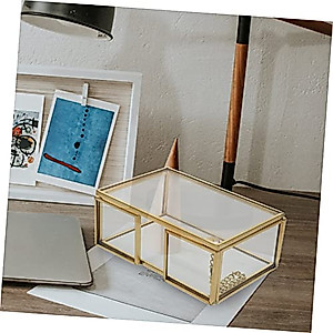 Tofficu 2 Pcs Metal Business Card Case Tea Bag Organizer Box Vintage Pictures Clear Jewelry Organizer Box Collection Cards Box Glass Jewelry Trinket Box Clear Jewelry Holder Id Display Box