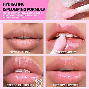KIMUSE Lip Plumper Gloss, Moisturizing Lip Gloss, Long -Wearing Plumping Gloss, Hydrating and Plumping Lips